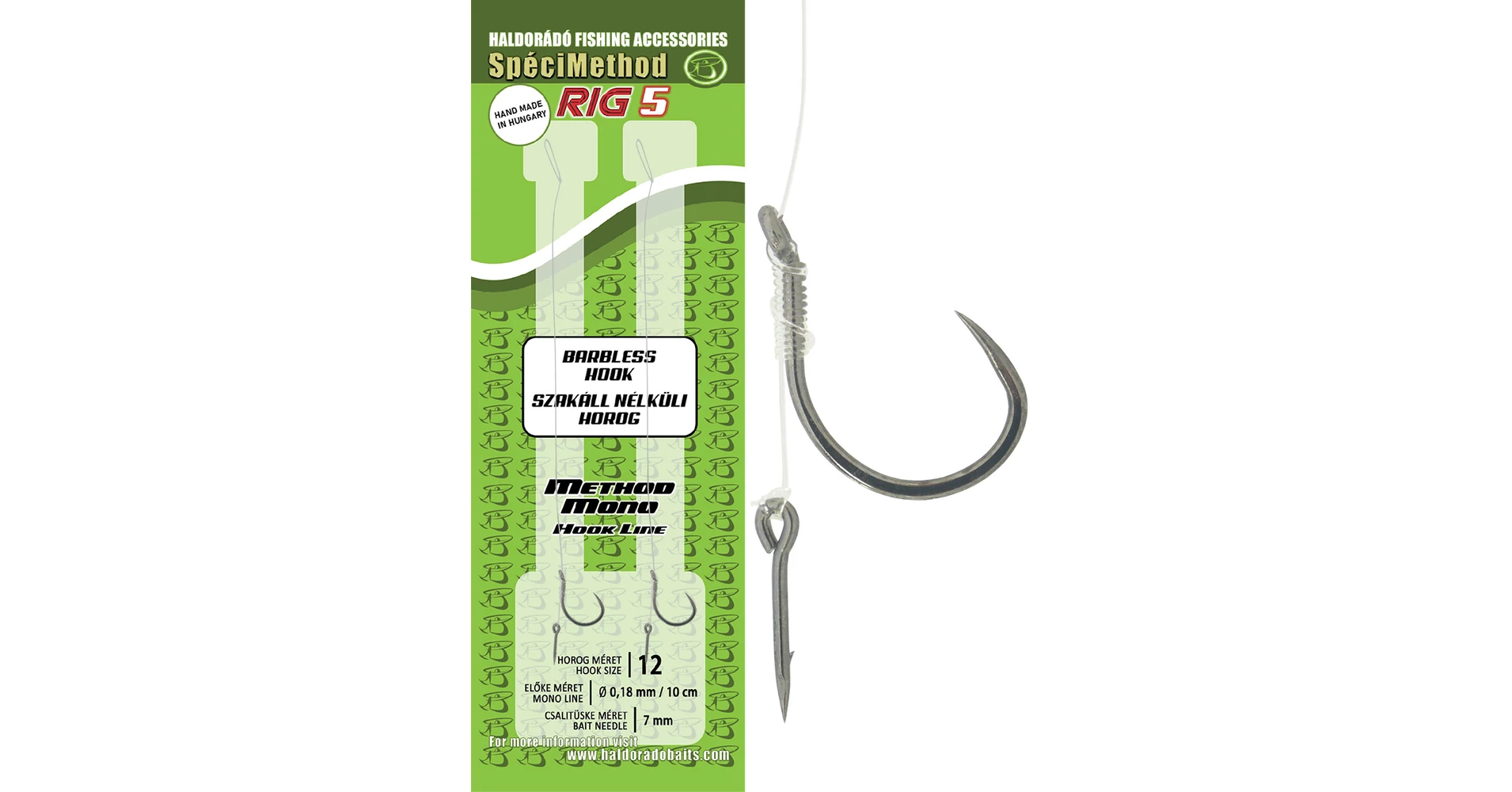 Haldorádó SpéciMethod Rig5 Mono 7 mm / 12 barbless - Előkötött horgok